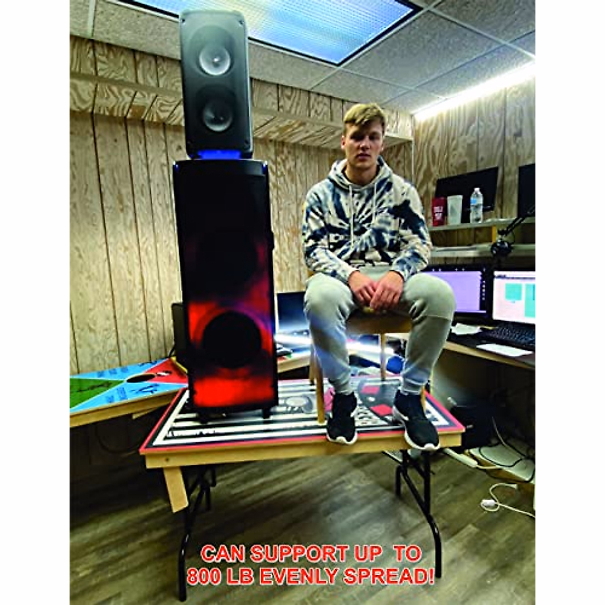 Premium Industrial Steel Heavy Duty Folding Table Legs - 27 In'', Steel Powder Coated Gloss Black, Commercial Grade Durability for Tables, Chair's, Office Table (2)