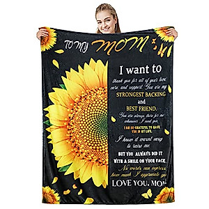 Durio Mom Blanket Soft Mothers Day Blanket Flannel Warm Blankets for Mom for Mom to Mom (Sunflower) 80" x 60"