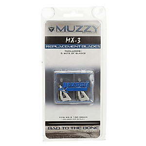 Muzzy Bowhunting 3-Blade Replacement Blades for 225-MX3-3 Broadheads, 100 Grain, 6 Pack,Silver