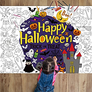 Halloween Coloring Poster for Kids Giant Coloring Poster Large Halloween Coloring Tablecloth Jumbo Coloring Books for kids Classroom Home Birthday Party Halloween Crafts Game Activities for kids