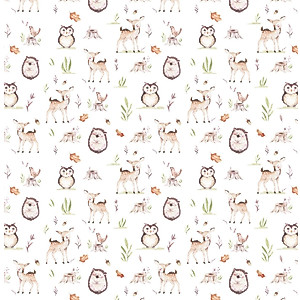 Stesha Party Fawn Woodland Gift Wrap Wrapping Paper - Folded Flat 30 x 20 Inch (3 Sheets)