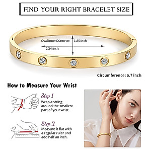 PDWZNBA 18K Gold Plated Love Friendship Bracelet with Cubic Zirconia Stones Bangle Cuff Best Gifts with Crystal for Mother's Day Valentine's Day Wedding Couples and Birthdays