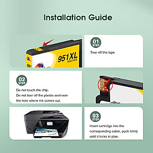 Clorisun 951 951XL Compatible Ink Cartridge for HP 951 951XL 951 XL for HP OfficeJet pro 8600 8610 8620 8100 8625 8630 8615 8660 8640 276DW 251DW 271DW Printer(1 Magenta 1 Cyan 1 Yellow, 3 Pack)