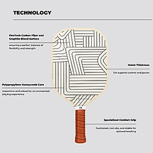 Holbrook Pickleball Paddles - Soho Design | Performance Series | Carbon Fiber Pickleball Paddle, Graphite Blend Surface | Polypropylene Honeycomb Core | Cute Pickleball Paddle