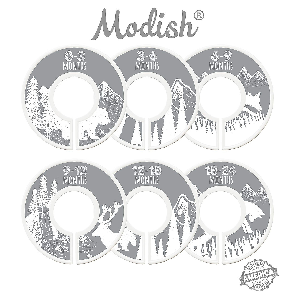 Modish Labels Baby Clothes Size Dividers, Baby Closet Organizers, Closet Size Dividers, Baby Closet Organizers, Clothes Organizer, Neutral, Boy, Girl, Woodland Animals, Tribal, Nordic (Gray)