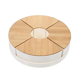 Tofficu 1 Set Office Fruit Plate Round Decorative Tray Chip Box Plastic Serving Tray Serving Plate Wrought Iron Plastic Spraying White Snack Plate Fruit Serving Tray Dried Fruit Box Food