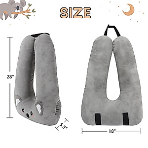 MissSoul Kids Travel Pillow for Car Seat with Hand Muff, Cartoon Neck & Headrest Seat Belt Pillow for Car Road Trips Long-Distance Travel Sleeping Pillow for Adults and Children, Koala
