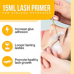 Forabeli Lash Primer 15ml - Boosts Adhesion, Improves Bond Retention, Ideal for Individual and Natural Lashes, Semi-Permanent Eyelash Extension Supplies