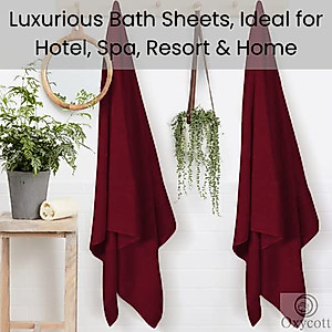 Oxycott Luxurious 600 GSM Set of 2 Bath Sheets 100% Ring Spun Cotton - Hotel Quality Bath Sheet Towels for Adults - Soft Absorbent Quick Dry Extra Large Bath Sheet for Bathroom - 35x68 Burgundy Red