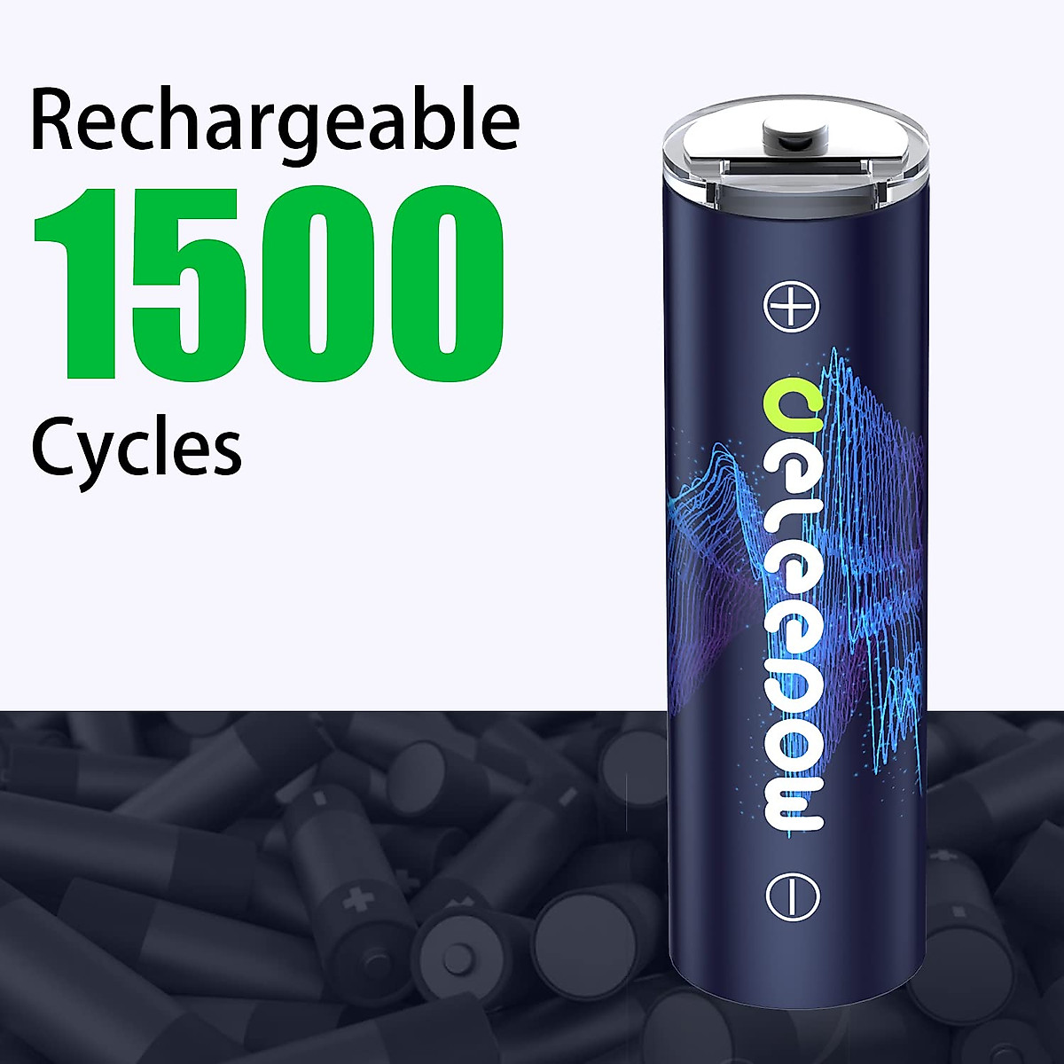 Deleepow Rechargeable AA Batteries, 3400mWh USB C AA Lithium Rechargeable Batteries 4-Pack 1.5V 1500 Cycle with USB Cable