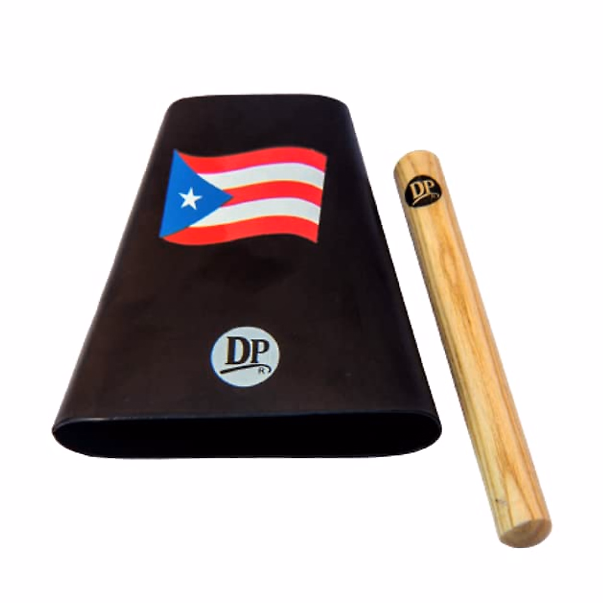 DP Music Puerto Rico Flag 7 Inch Metal Cow Bell Noise Maker with Beater - Cowbell for Sporting, Football Games, Events - Percussion Musical Instrument