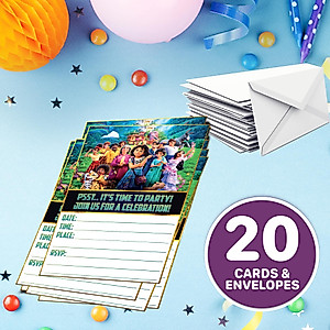 Set of 20 Encanto -Themed Happy Birthday Invitation Cards & Envelopes - Lightweight (240g), Postcard Style Invites for the Perfect Party Pack
