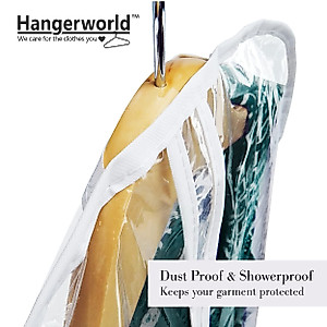 HANGERWORLD Pack of 2 Clear 72" Long Gown Storage Bags for Wedding Dress and Gown, Showerproof Plastic Garment Cover with Full Length Zipper