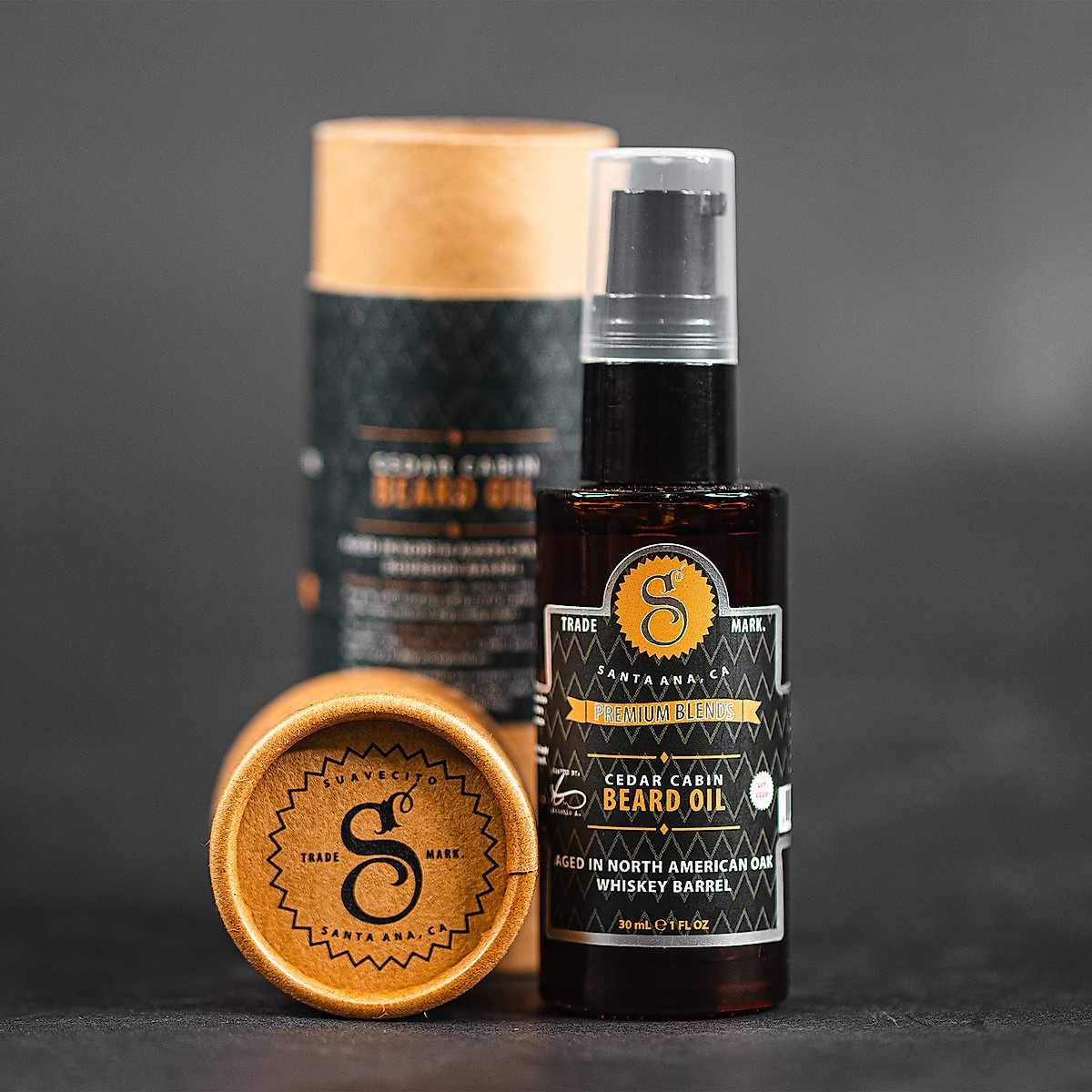 Suavecito Premium Blends Beard Oil - Leave-In Beard Conditioner For Softening Hair, Hydrating Skin, Eliminating Beard Dandruff, Healthy Beard Growth - Cedar Cabin Fragrance - 1 oz