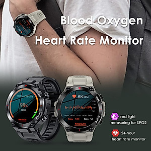 Mens GPS Smart Watches for Android iOS phones Rugged Smart Watch for Outdoor Sports with 480mAh Longer Battery Life Fitness Tracker with Calories/Steps Countor/Heart Rate/Blood Oxygen/Sleep Monitor