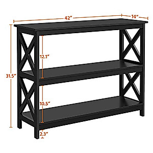Yaheetech Television Stands & Entertainment Centers with 3 Tier Storage Shelf TV Stand for Living Room, Black