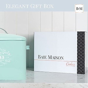 Extra Large Teal Farmhouse Bread Box for Kitchen Countertop - Breadbox Holder Fits 2+ Loaves - Bread Storage Container Bin - Rustic Bread Keeper Vintage Metal Kitchen Decor for Counter(Bread Box)