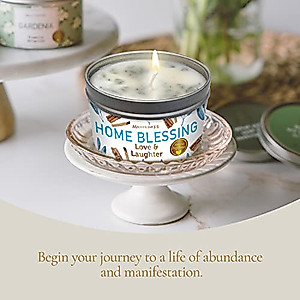 MAGNIFICENT 101 Home Blessing Aromatherapy Candle for Love and Laughter - Sage, Bergamot, Sandalwood Scented Natural Soybean Wax Tin Candle for Purification and Chakra Healing Under $20