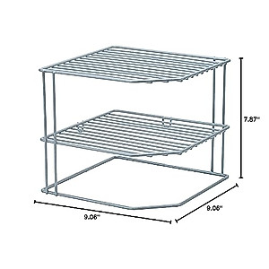 Kitchen Details Corner Shelf Organizer | Cabinet & Countertop Storage | Plates | Cups | Bowls | Grey