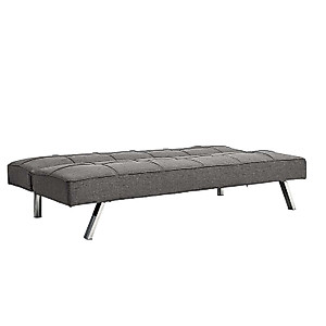 KNAMOTL Convertible Folding Futon Sofa Bed, Lounge Chair Single Bed, Modern Sofa Bed with Metal Frame and Stainless Leg for Living Room Bedroom Office, Grey