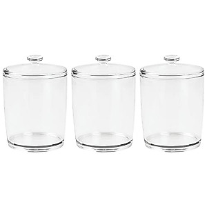 mDesign Plastic Laundry Shelf Storage Organizer Jar Holder Set for Laundry Room Storage - Holds Detergent Powder, Pods, Clothes Pins, Dryer Sheets, Scent Boosters - 3 Pack - Clear