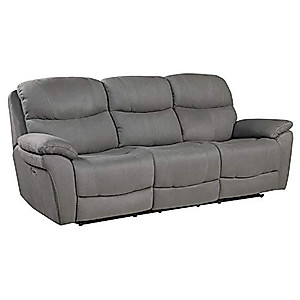 Lexicon Lapointe Wall-Hugger Power Double Reclining Sofa, Gray