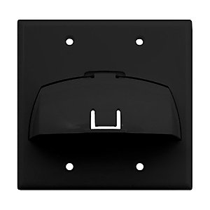 On-Q WP9002BK Cable Access Strap with Wallplate, Double Gang, Black
