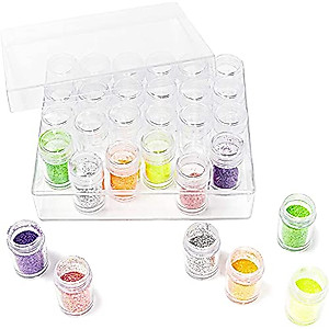 Juvale Plastic Box Storage with Jar Containers for Glitter, Beads, Rhinestones (6.5 x 2 x 5.5 In)