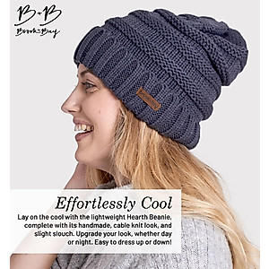 Brook + Bay Slouchy Beanie - Women's Winter Hats, Beanie Slouch Hats for Cold Weather, Oversized Beanie Knitted Hats for Women & Men Dark Gray