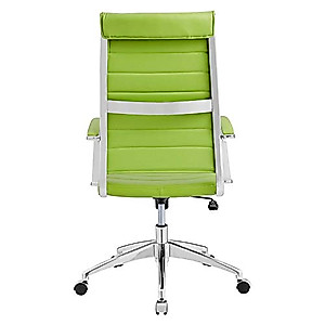 Modway Jive Ribbed High Back Tall Executive Swivel Office Chair With Arms In Bright Green