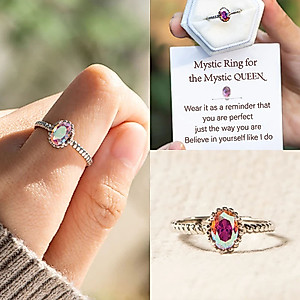 ZXASD Ring for Women with Greeting Card Neon Color Rhinestones Ring Fashion Jewelry for Women Wedding Ring