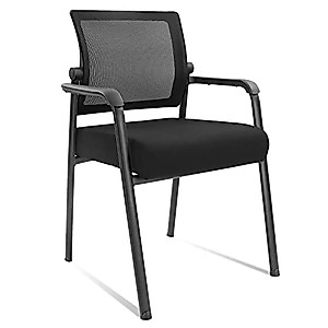 KLASIKA Desk Chair No Wheels with Adjustable Mesh Backrest, Arm Chair with Ergonomic Lumbar Support and Thickened Seats Cushion, Waiting Room Chairs for Office School Church Guest Reception, 2PACK