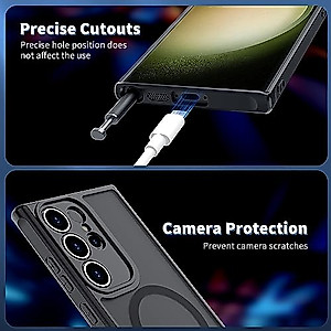 CACOE Magnetic Case for Samsung Galaxy S23 Ultra 5G 6.8 inch-Compatible with MagSafe & Magnetic Car Phone Mount,Anti-Fingerprint TPU Thin Phone Cases Cover Protective Shockproof (Black)