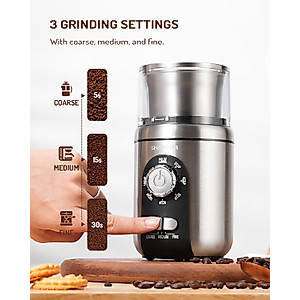 SHARDOR Adjustable 12 Cup Coffee Grinder Electric with 3 Grinding Settings, Stainless Steel Coffee Bean Grinder for Spice Nut Herb, Espresso Grinder with 1 Removable Stainless Steel Cup