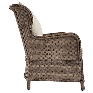 Signature Design by Ashley Clear Ridge Outdoor Handwoven Wicker Cushioned Lounge Chair 2 Count, Light Brown
