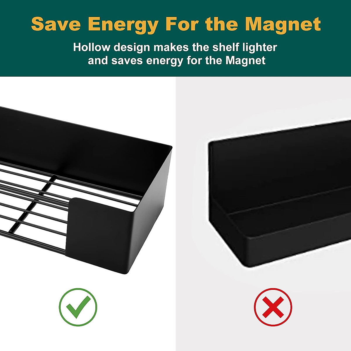 Johamoo 3 Pack Magnetic Spice Rack Organizer, Magnetic Shelf for Refrigerator, Space Saving Seasoning Organizer for Refrigerator and Microwave Oven, Metal Black