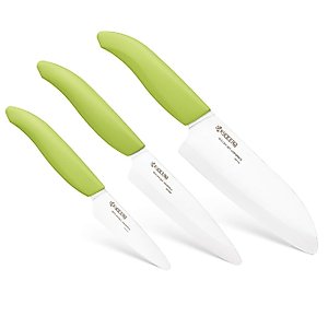 Kyocera 3Piece Advanced ceramic Revolution Series Knife Set, green