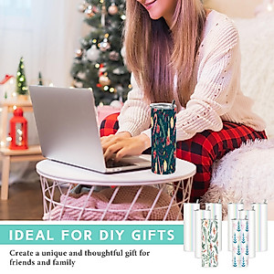 Zhehao 8 Pcs 20 oz Glitter Sublimation Tumblers Bulk Rainbow Paint Straight Skinny Steel Blank Tumbler Set with Lid Straw, Brush, Base, Shrink Wrap, Heat Resistant Gloves, Heat Transfer Tape, Paper