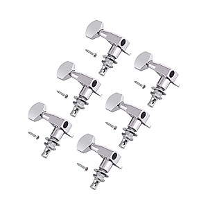 Holmer Sealed String Tuning Pegs Tuning Machines Grover Machine Heads Tuners Tuning Keys 6 In Line for Right Handed Acoustic Guitar or Electric Guitar Chrome.