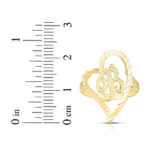 Floreo 10k Yellow Gold Cursive initial and Heart Ring, Letter J, Size 7.5 (Medium)
