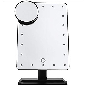 DSY Lighted Makeup Mirror, 16 LED Cosmetic Mirror Touch Screen Dimming 90° Rotation with Stand Charging Vanity Mirror Battery and USB Power