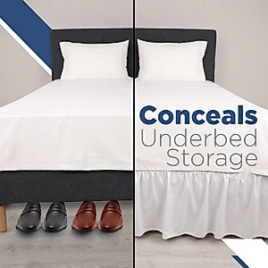 Martex Full Ruffle Bed Skirt | Easy Fit Bed Skirts | Microfiber Bed Skirt | 15 Inch Drop | Hotel Quality Bedskirt | White