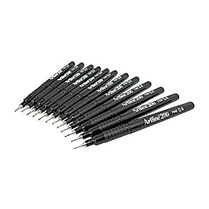 Artline 200 Fineliner Pen Water-based Ink 0.4mm Tip 0.4mm Line Black Ref A2001 [Pack of 12]