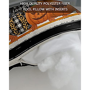 Recliner Head Pillow Ledge Loungers Chair Pillows with Insert Trick or Treat Pumpkin on Rustic Stripes Lumbar Pillow with Adjustable Strap Outdoor Waterproof Patio Pillows for Beach Pool, 2 PCS
