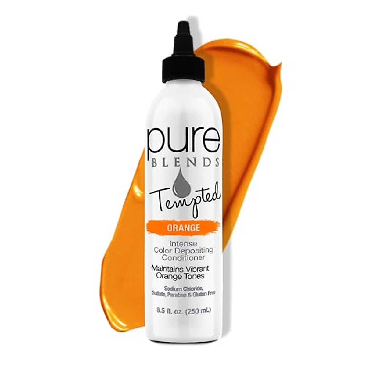 Pure Blends Tempted Intense Color Depositing Conditioner - Provides Strength, Eliminates Color Fade & Maintains Vivid Tones - Sulfate, Sodium Chloride, Paraben & Gluten Free - 8.5 Oz (Orange)