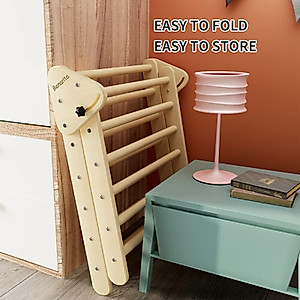 Benarita Large Size Pikler Triangle Foldable Wooden Climbing Triangle Ladder for Climbing Indoor Kids Play Gym Easy to Store Suitable for Toddlers Children Boys Girls