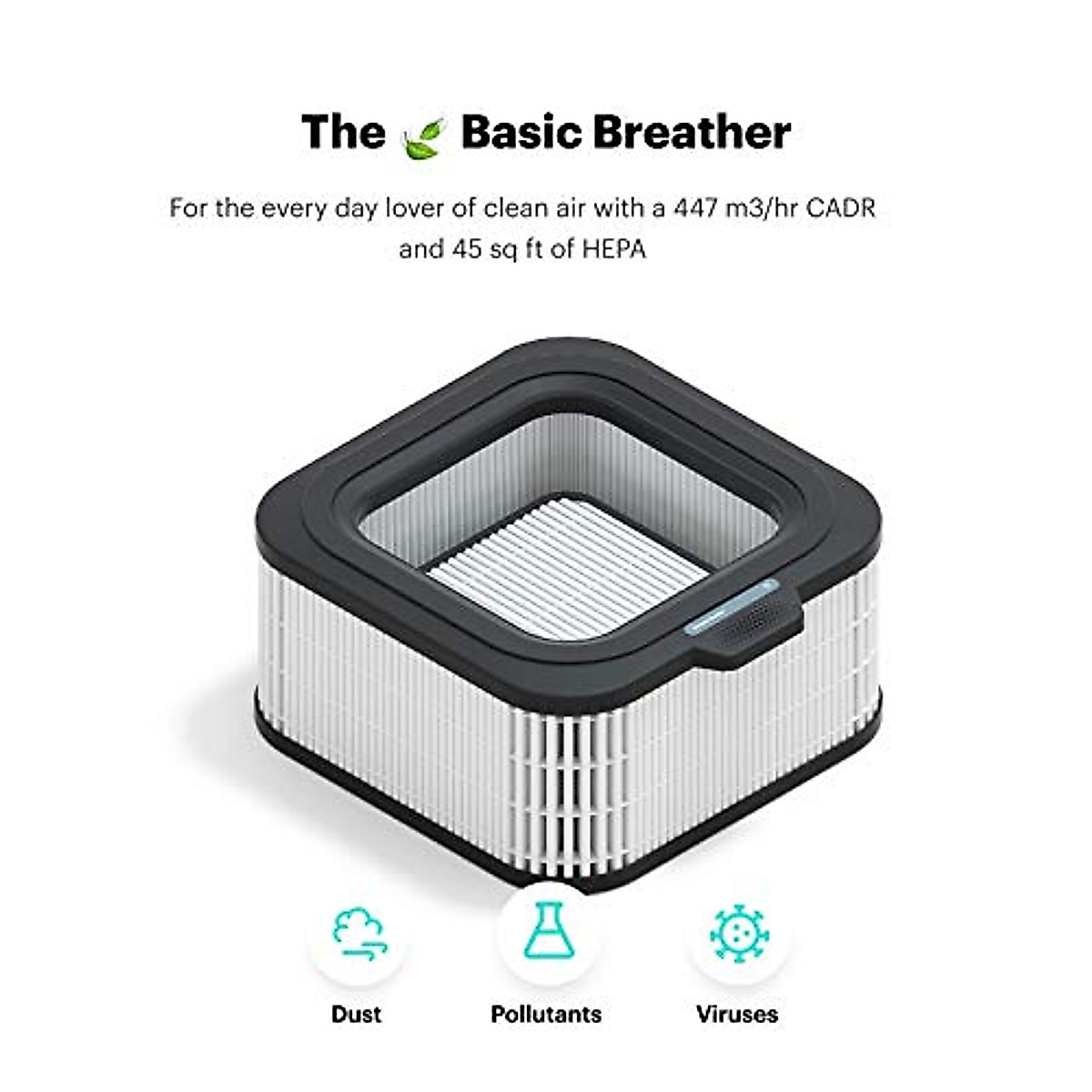 Mila Smart Home Air Purifier with Basic Breather H12 HEPA Replacement Filter, Removes Dust, Particulates, Pollution, Ideal for Large Room, Quiet-Mode