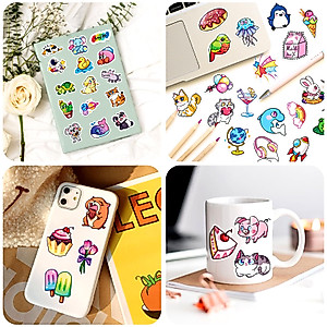 Y-times 600 Pcs Waterproof Vinyl Multicolor Cartoon Bubble Stickers for Kids, Teens, Adults - Water Bottle, Skateboards, Scrapbook, Laptops, Computers