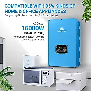 SUNGOLDPOWER 15000W 48V Inverter charger, Input 240V AC,Output 120/240V Split Phase Pure Sine Wave Inverter, Low Frequency Inverter, Heavy Duty Inverter for off Grid System（MPPT excluded）