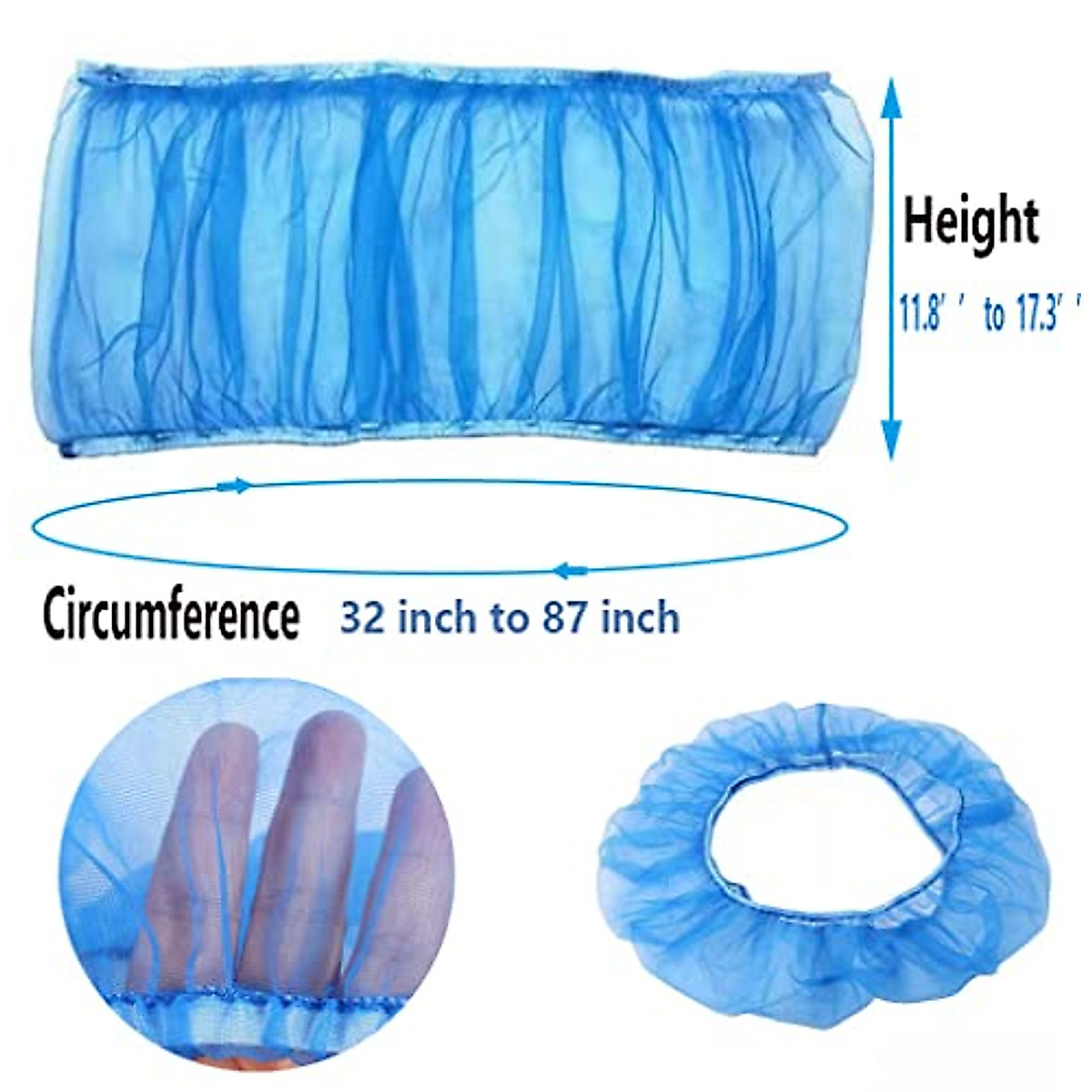 Lemengtree Bird Cage Cover Universal Birdcage Seed Catcher Guard Net Cover, Parrot Nylon Mesh Net Cover, Airy Gauze Birdcage Accessories Mesh Net Cover for Round Square Cages (Blue-Mesh Net Cover)